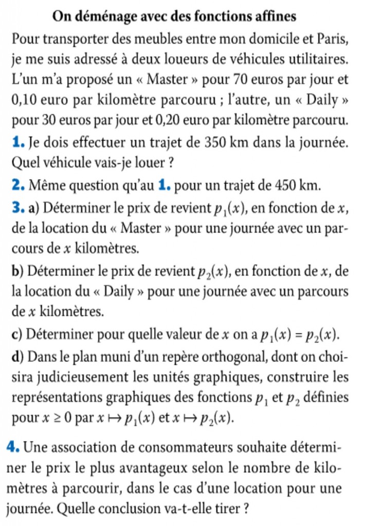 MathBox - Choix du transporteur et fonctions affines MathBox - Choix du transporteur et fonctions affines