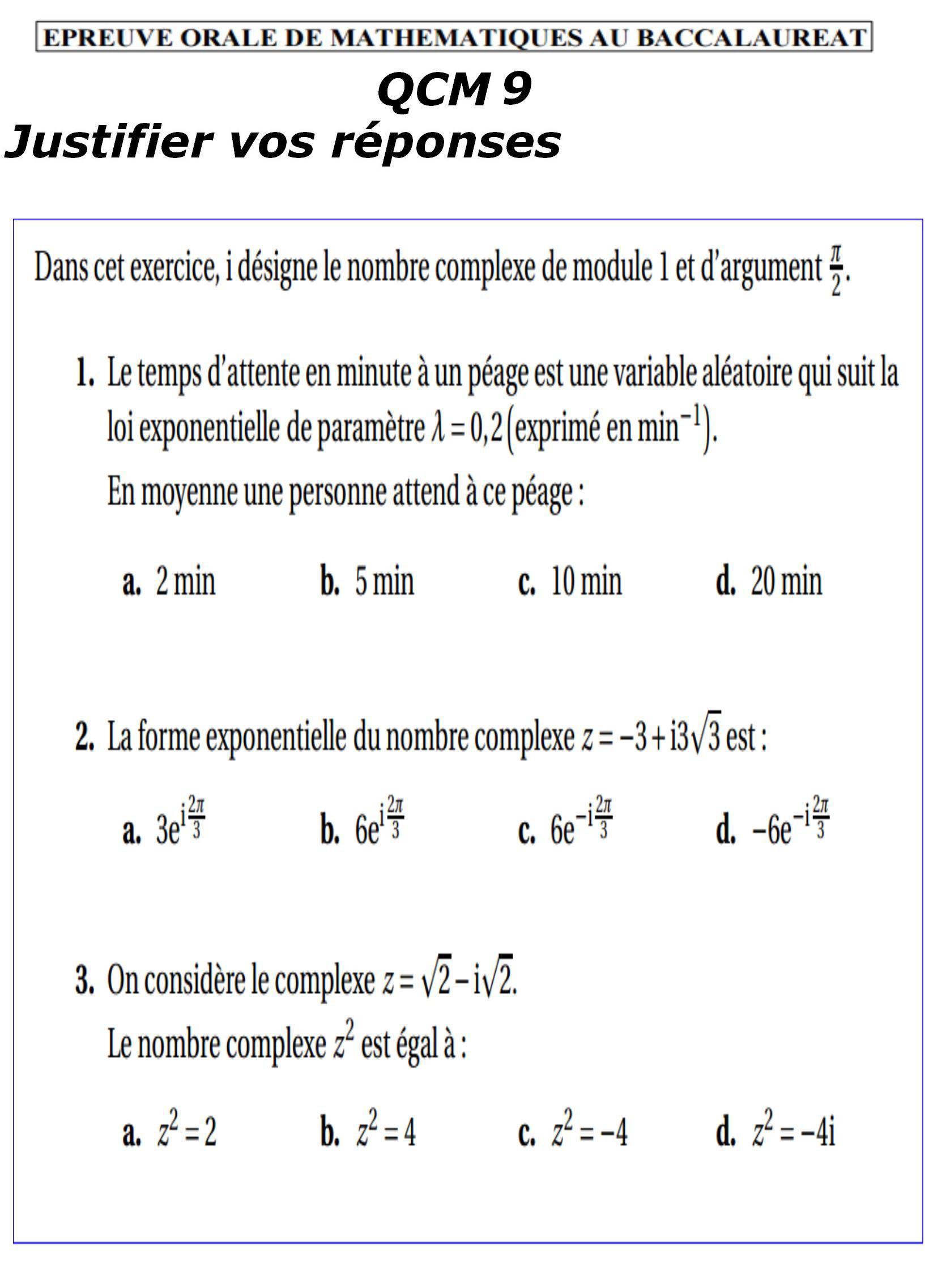 MathBox - Épreuve orale numéro 9 de mathématiques au bac sous forme de ...