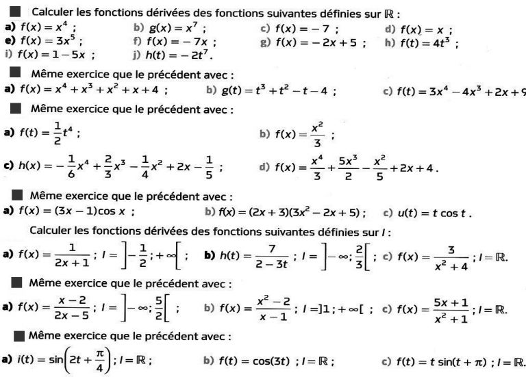 MathBox - Exercices d'entraînement au calcul des dérivées