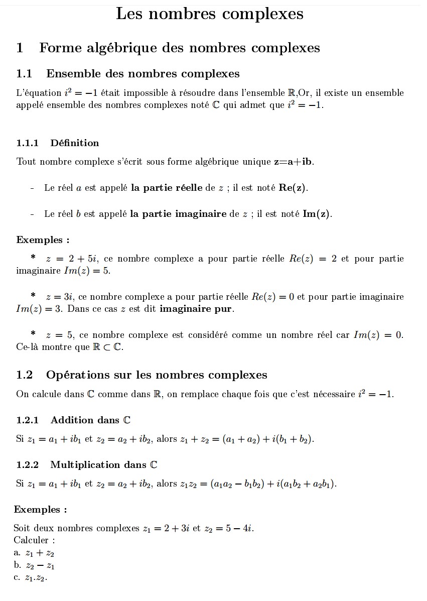 MathBox - Forme algébrique d'un nombre complexe