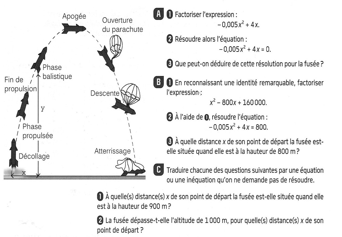 MathBox - Activité: 2d degré, étude de la trajectoire d'une fusée