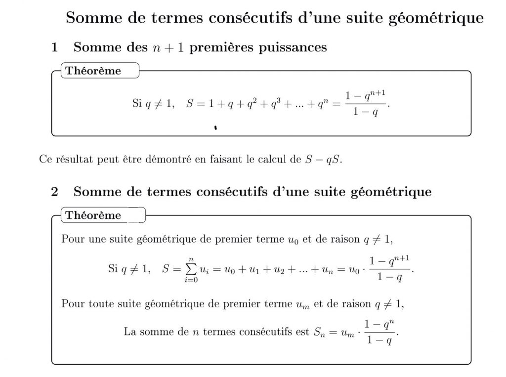 MathBox - Cours: Somme de termes d'une suite géométrique
